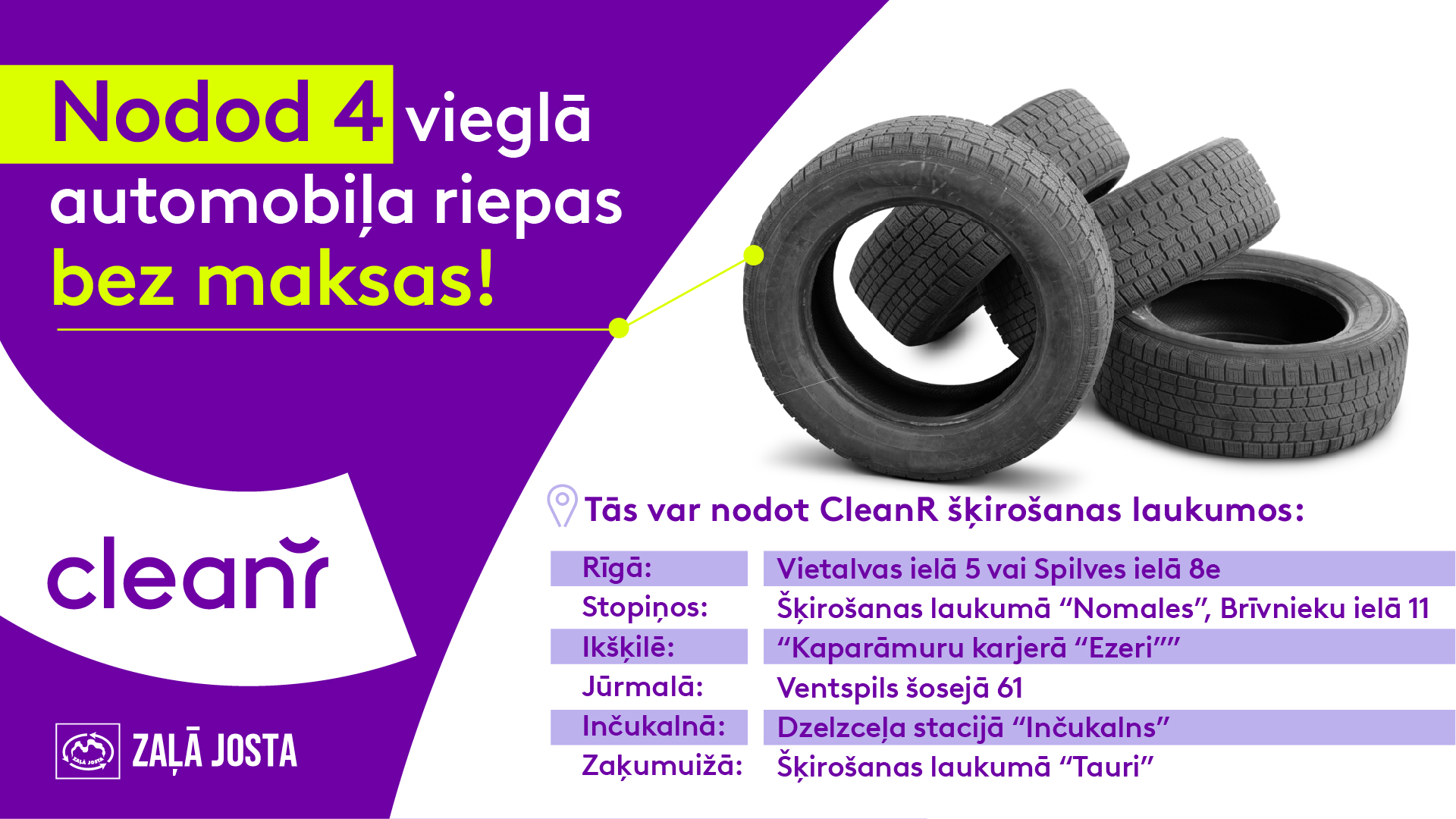 Līdz ar sezonas maiņu “CleanR” aicina nodot četras vieglā automobiļa ...